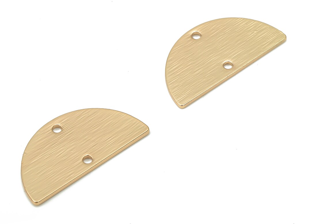 Brass Textured Semicircle Connectors - Half Round Earring - Half Moon ...
