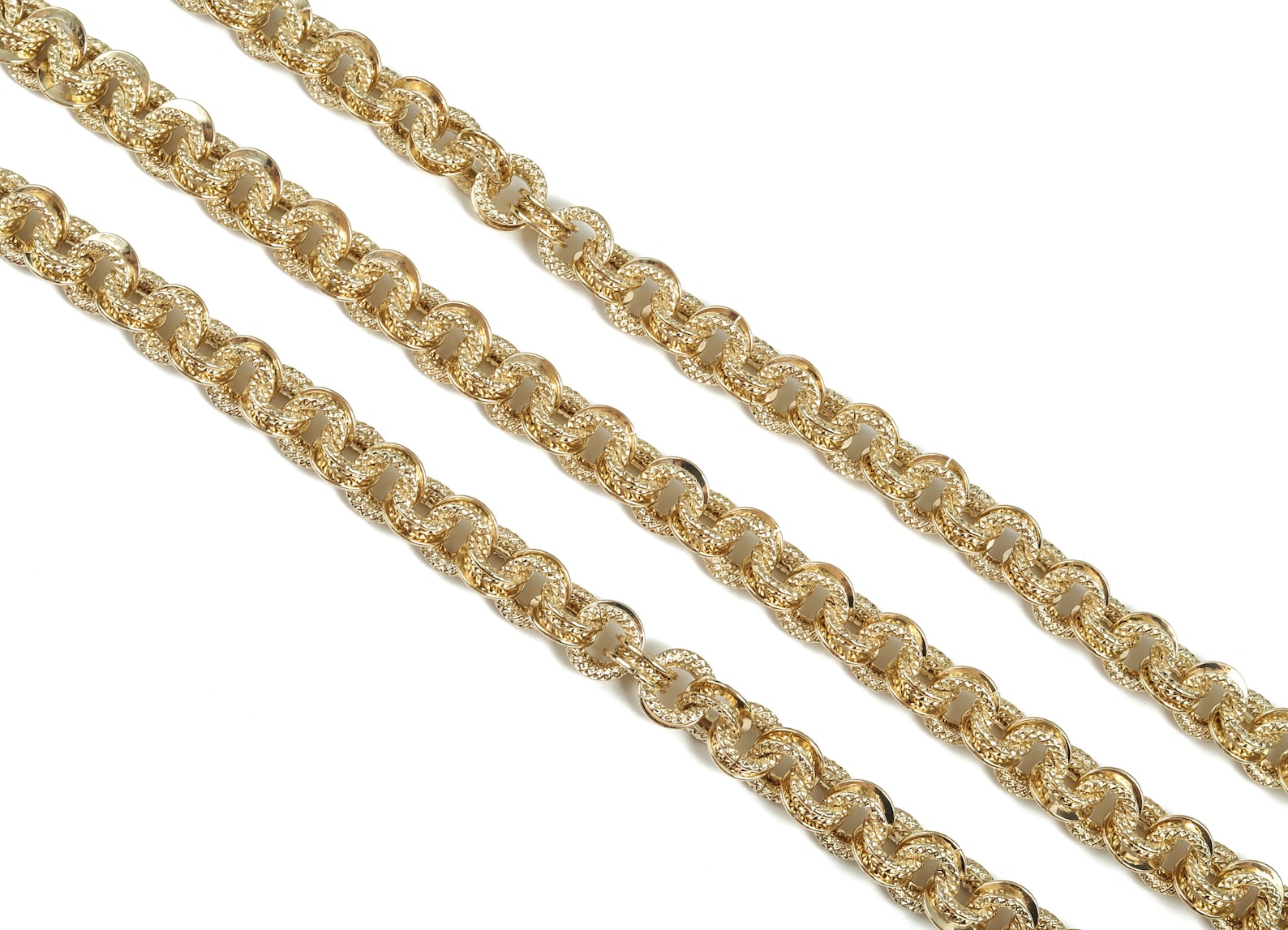 Gold Round Link Cable Chain 14K Real Gold Brass Textured - Etsy