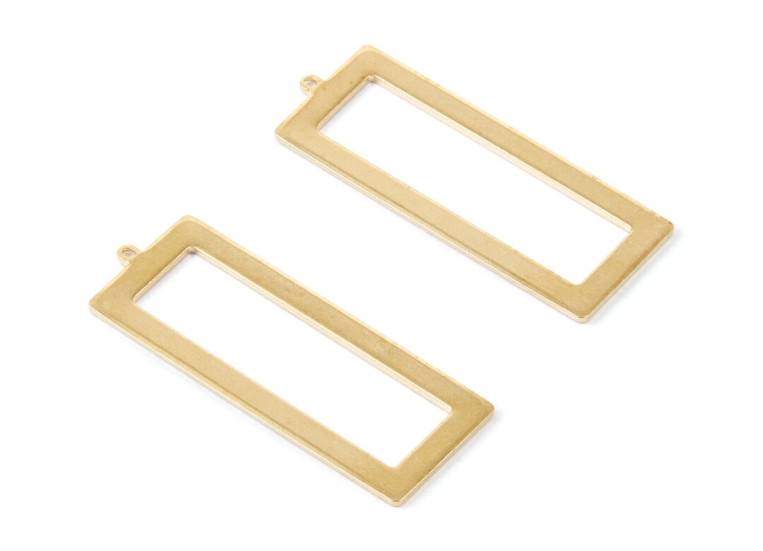 Brass Rectangle Charms - Rectangle Raw Brass Pendant - Brass Earring ...