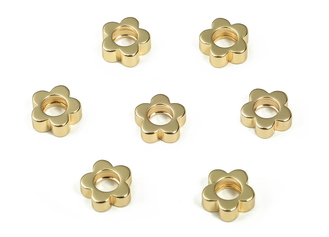 Brass Flower Spacers - Gold Flower Spacer Beads - 18K Real Gold Plated ...