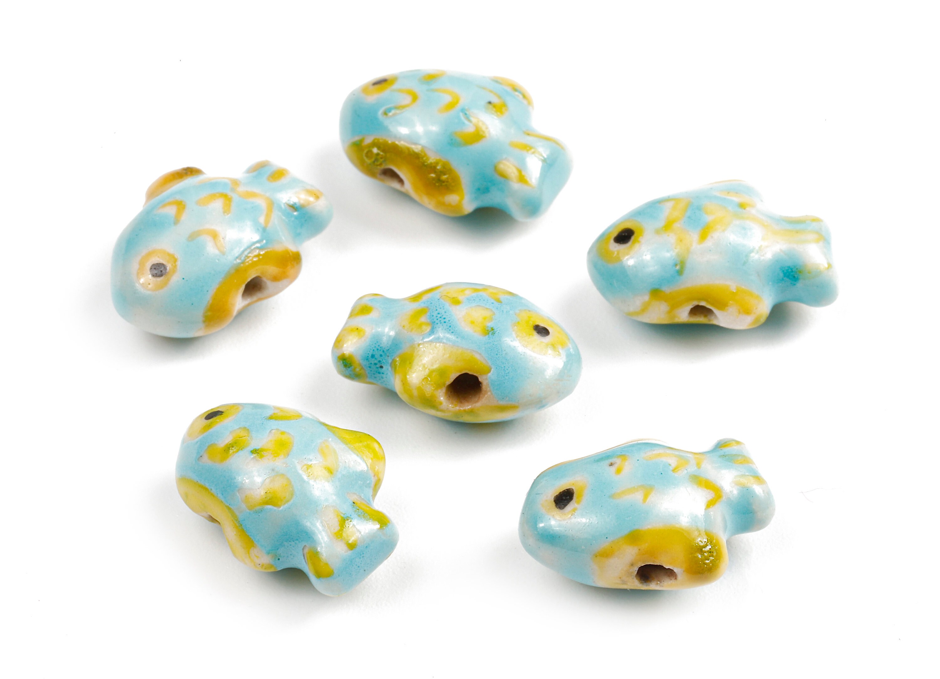 Glazed Ceramic Fish Beads Carved Fish Beads Handmade Beads - Etsy