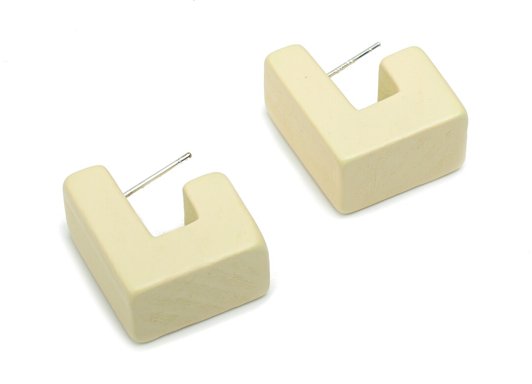 Guger Tree Wood J Earring Stud - Guger Tree Wood Geometry Post - Silver ...