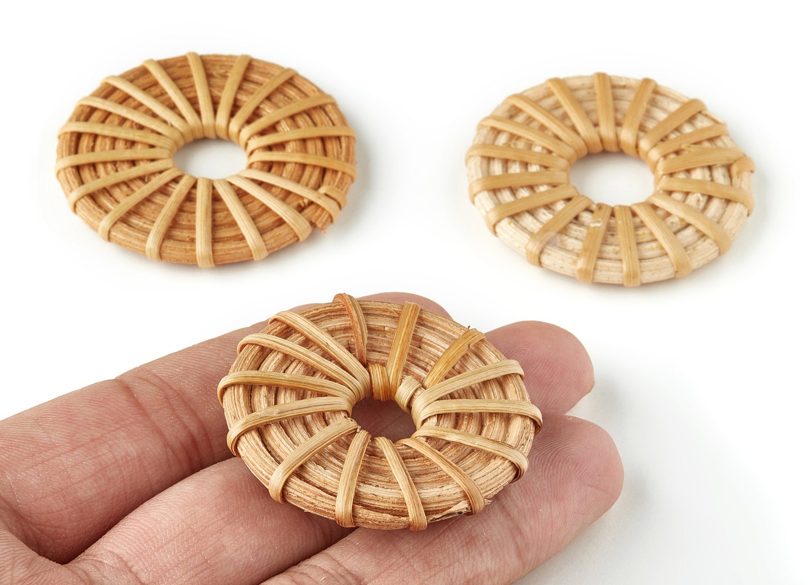 Handwoven Circle Rattan Charms - Circle Rattan Earrings and Pendant ...