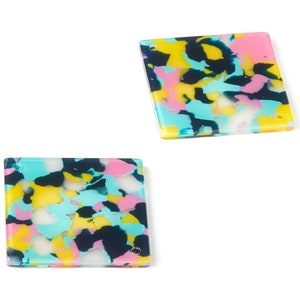 Acetate Square Charms - Square Earrings and Pendant - 2 Holes Earrings ...