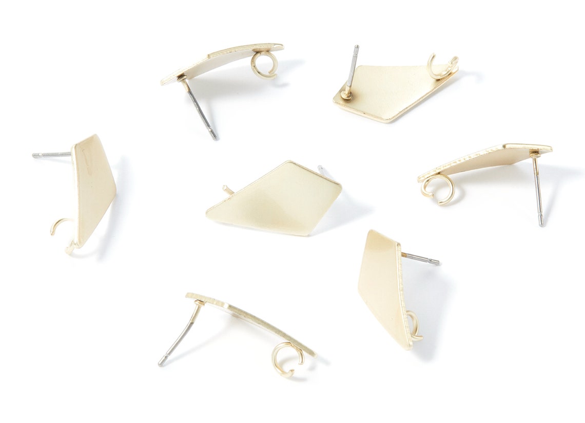 Iron Earring Stud Gold Tone Plated Diamond Shaped Earring - Etsy