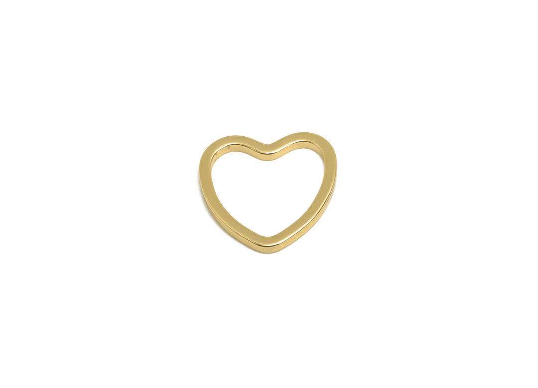 10mm Gold Heart Connector - Romantic Jewelry - Brass Geometry Charm ...
