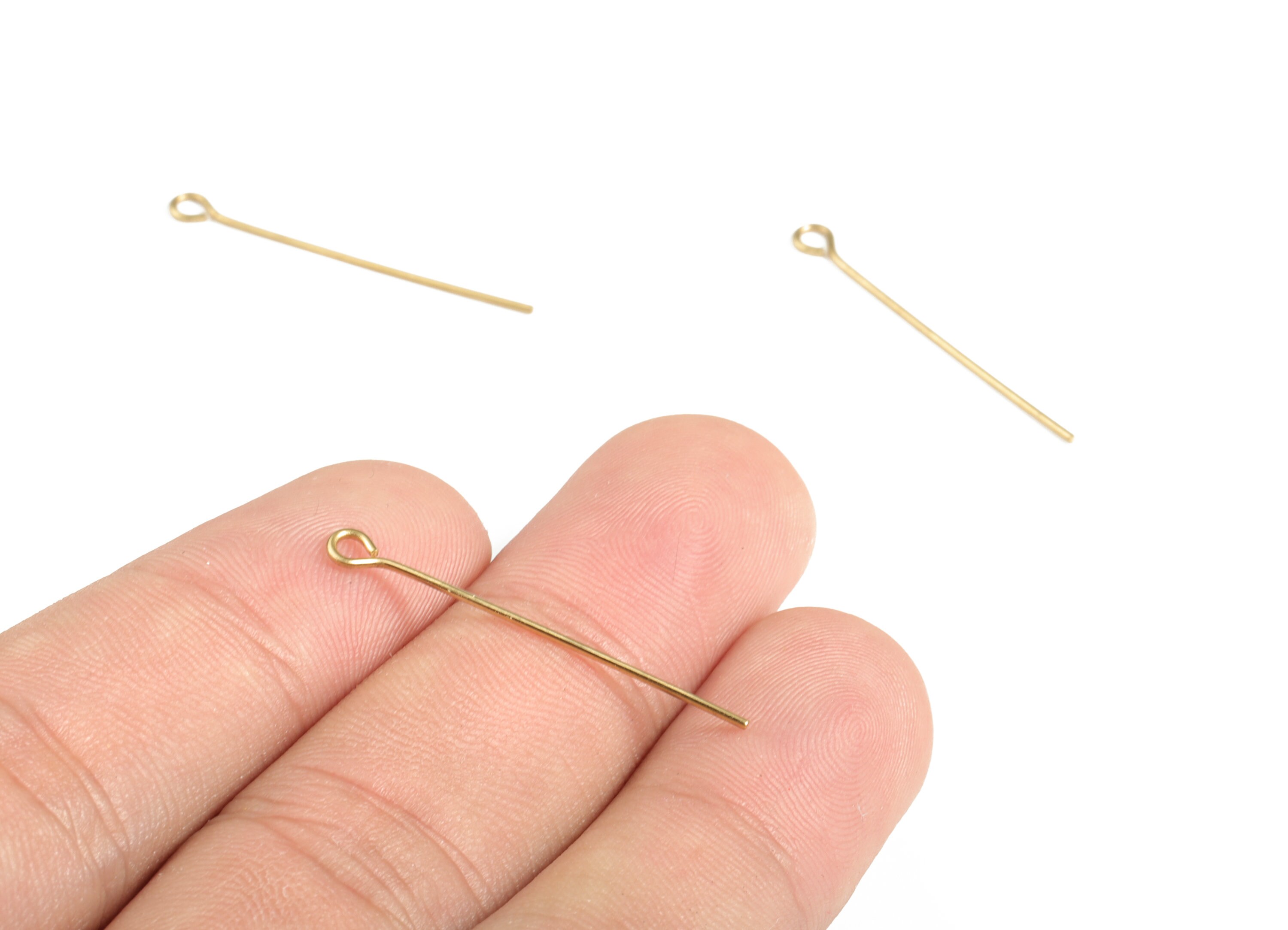 Brass Eye Pins Raw Brass Wire With Loop Shiny Brass Eye | Etsy