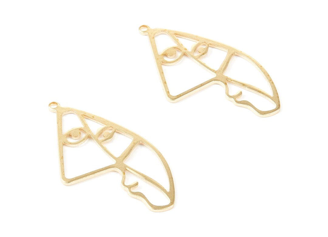 Brass Face Charms - Face Shaped Raw Brass Pendant - Brass Earring ...