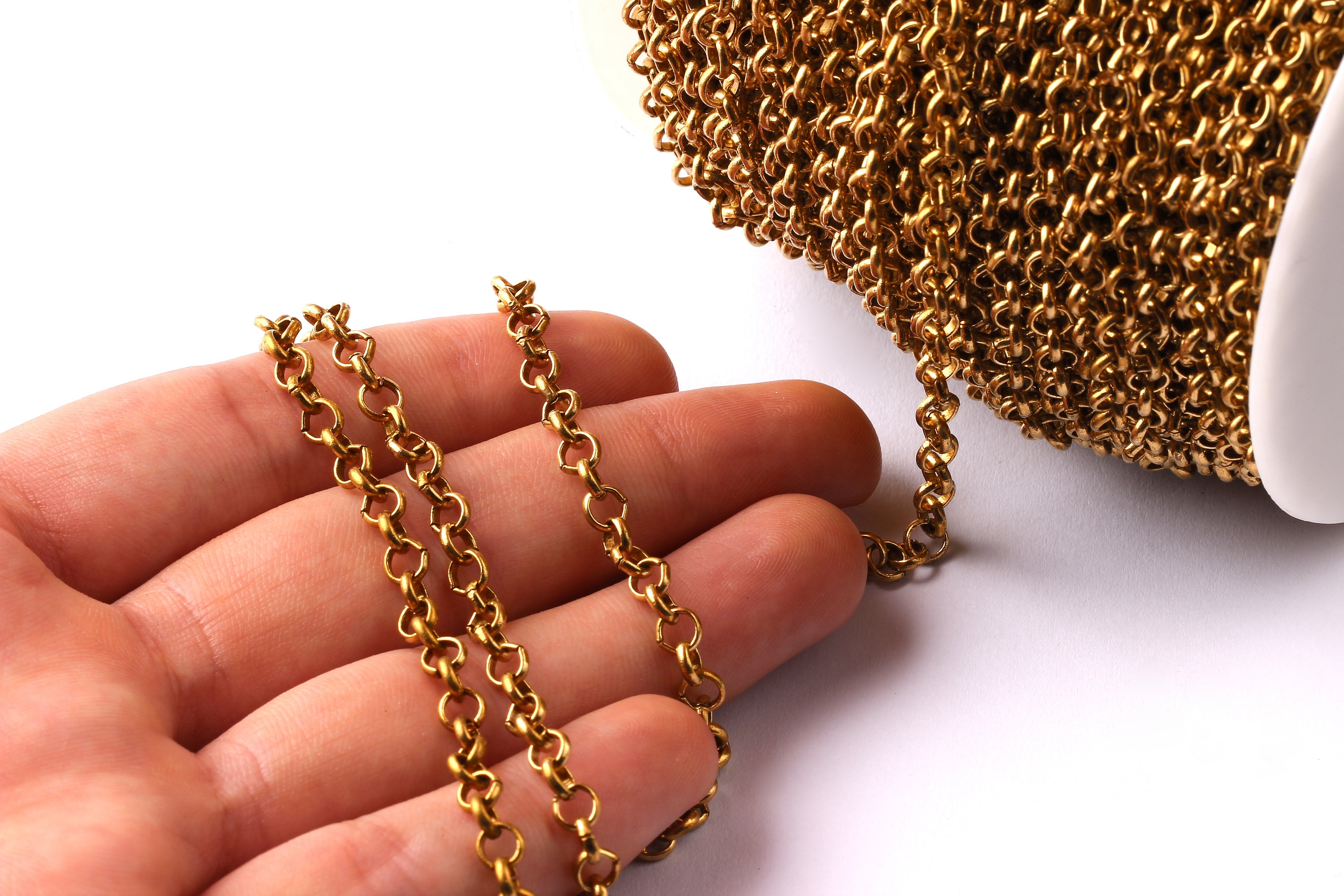 Brass Rolo Chain - Raw Brass Chain - Unsoldered Round Rolo Chain - 0.19 ...