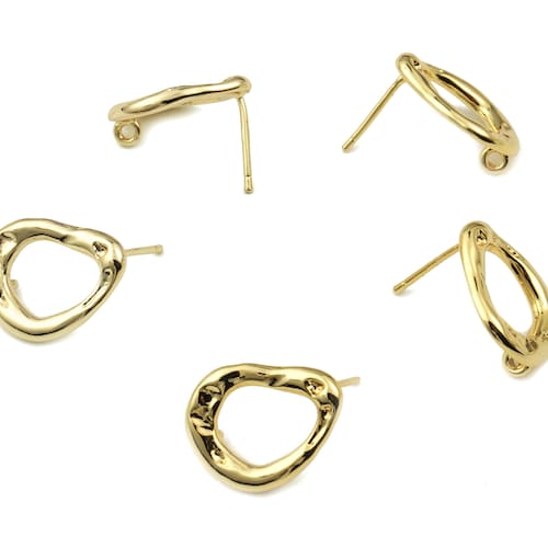 Brass Round Earring Stud Gold Circle Earring Post 18K Real - Etsy
