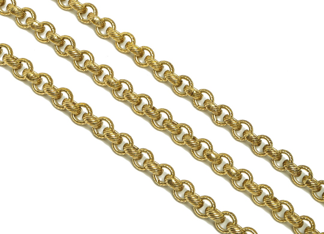 8,5mm Brass Rolo Chain Textured Rolo Chain Hammered Chain Handmade ...