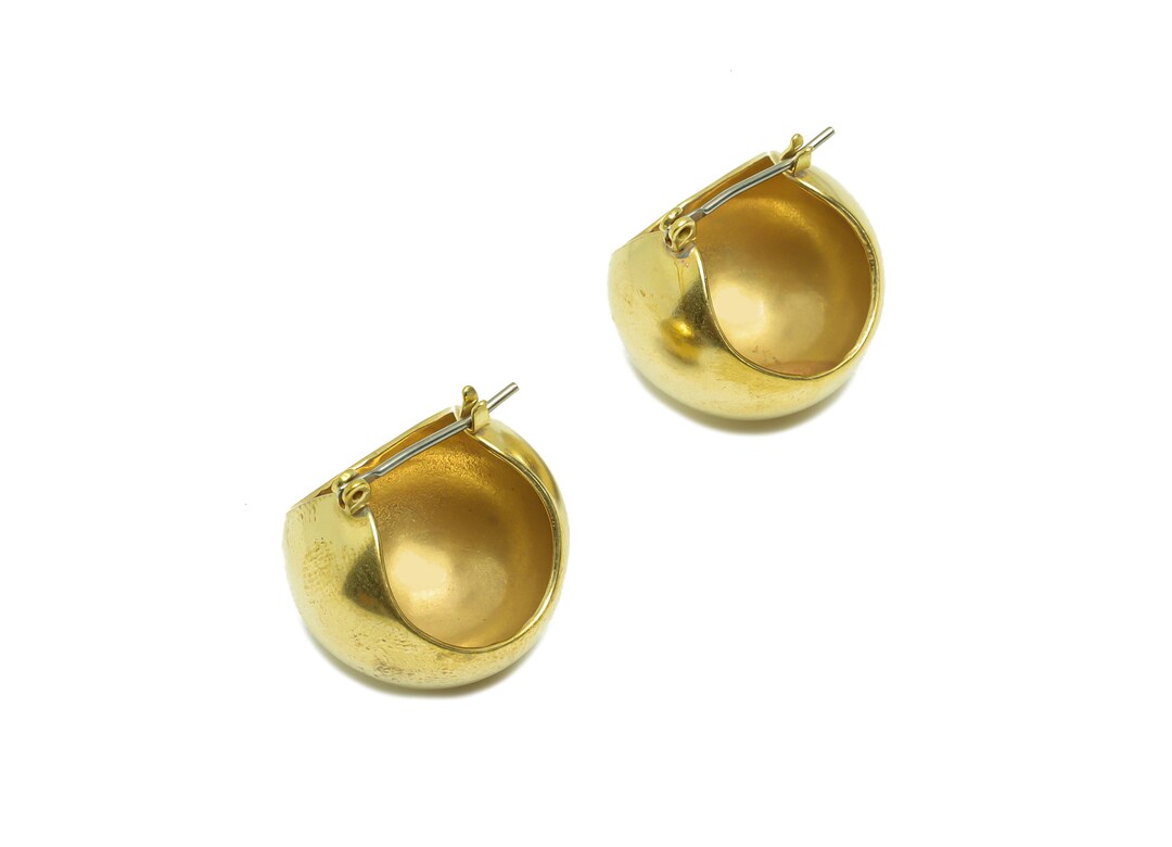 Thick Ball Hoop Earring - Brass Hinged Basket Back Earring - Basket ...