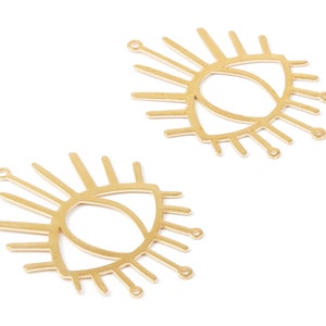 Brass Eye Charms - Brass Connector - Raw Brass Eye Shaped Pendant ...