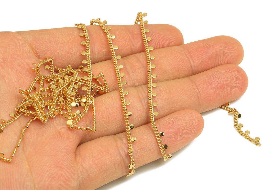 Brass Ball Satellite Curb Chain - Brass Mini Curb Chain - Brass Beaded ...