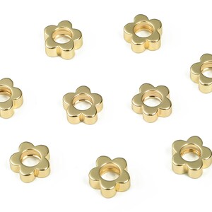 Brass Flower Spacers - Gold Flower Spacer Beads - 18K Real Gold Plated ...