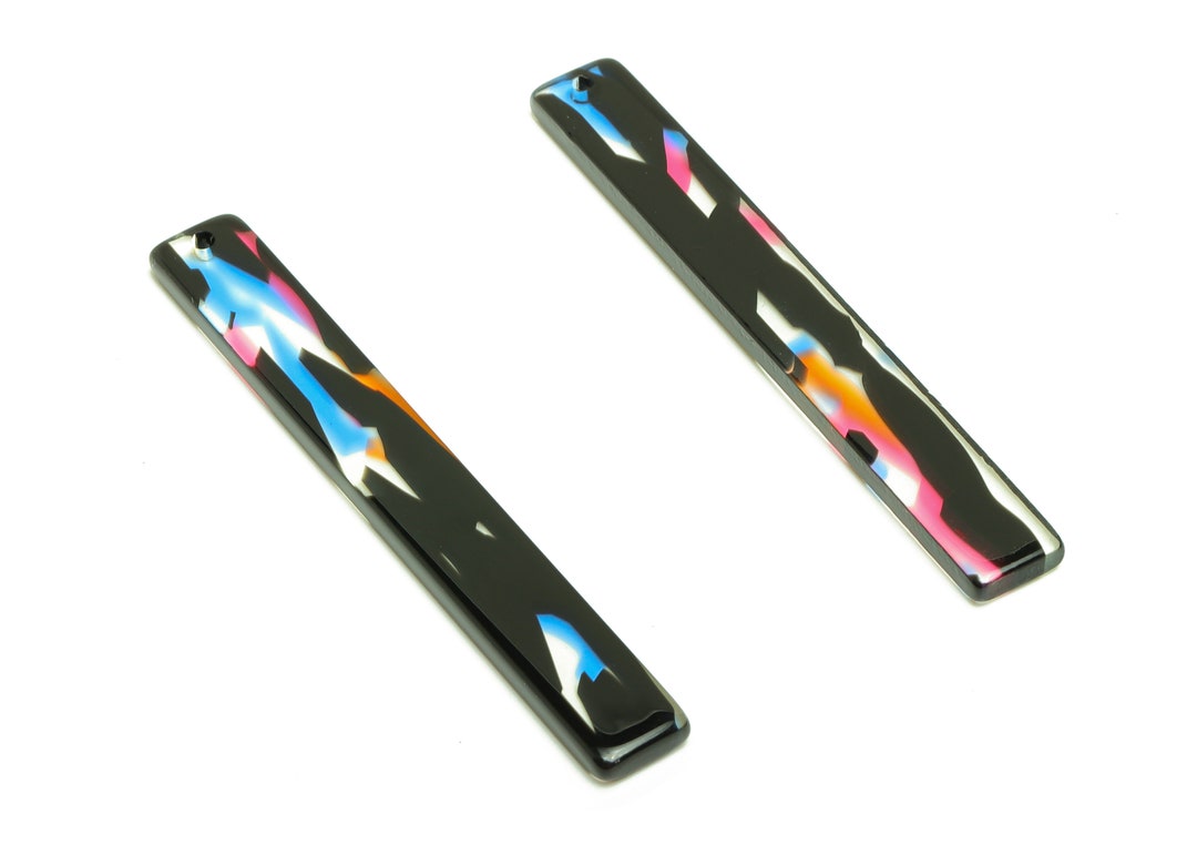 Acetate Stick Charms - Bar Earrings and Pendant - Rainbow Charm ...