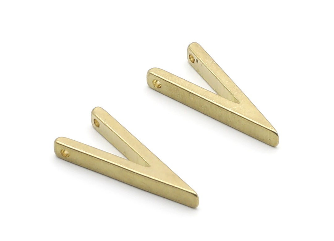 Brass V Charms - V Shaped Raw Brass Charms With 2 Holes - Geometric ...