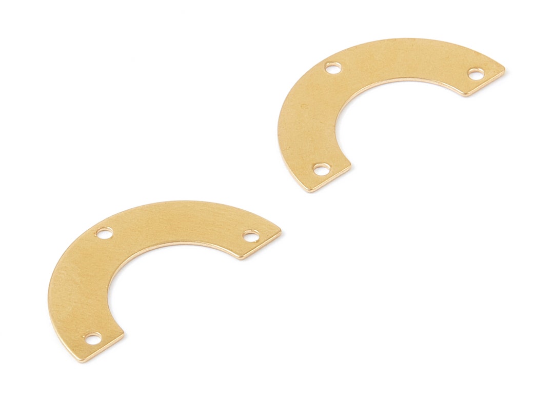 Brass Half Circle Connector - 3 Holes - Brass Charms - Raw Brass Half ...