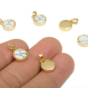 Brass Round White Stone Pendants - Synthetic Stone Pendant - 18K Real ...