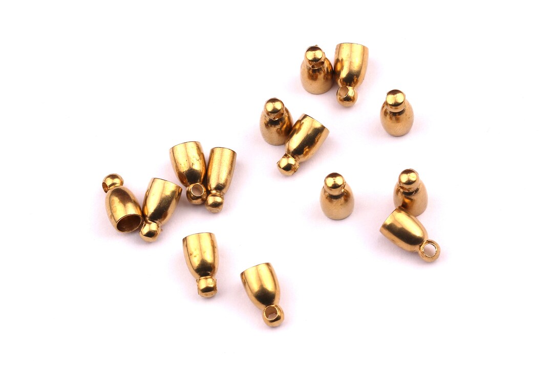 Brass Cord End Caps - Raw Brass Barrel End - Tassel End Caps - Cord ...