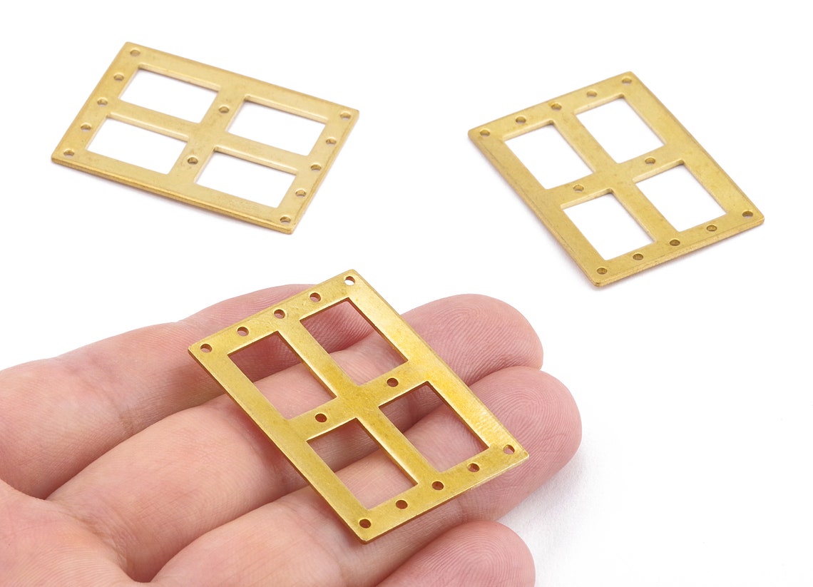Brass Rectangle Connectors - Raw Brass Rectangle Connectors - 12 Holes ...
