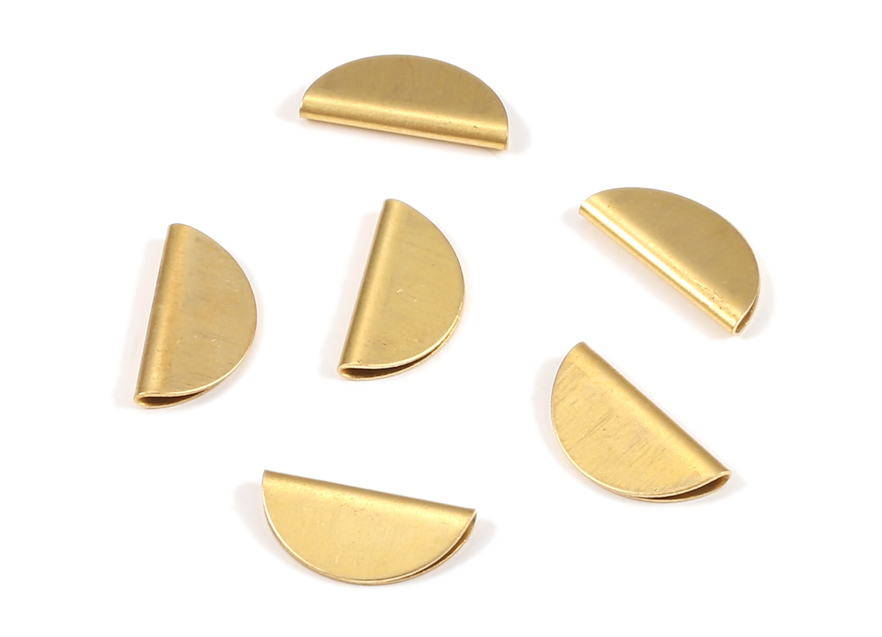 Brass Half Moon Crimp - Raw Brass Semicircle Ribbon Crimp End Earrings ...