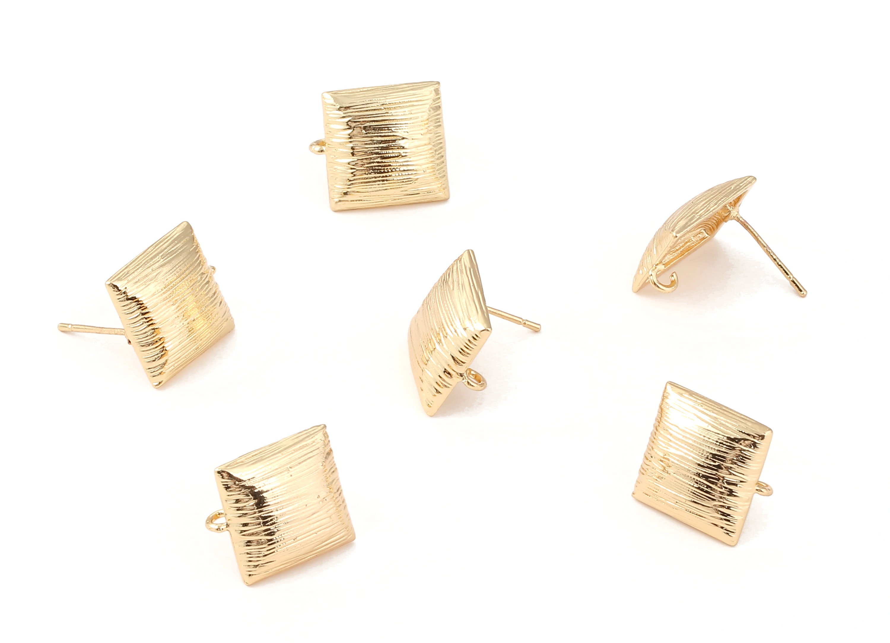Brass Square Earing Post Brass Square Earring Stud 18K | Etsy