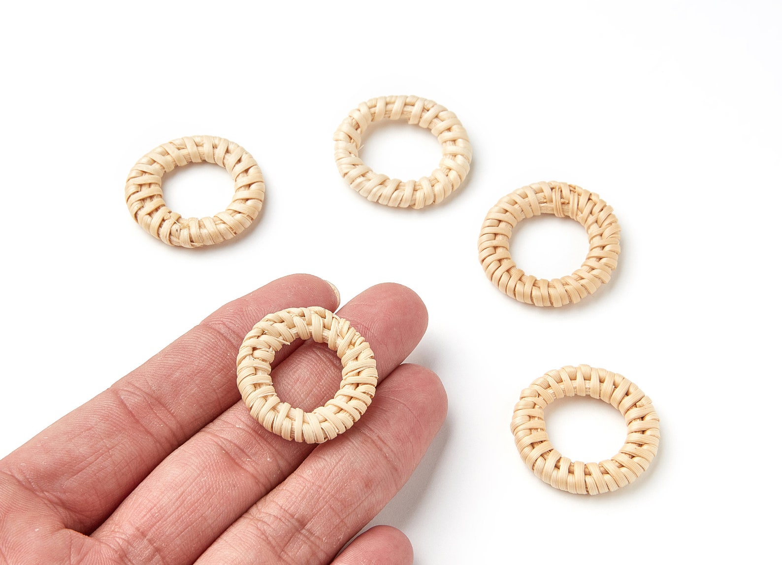 Handwoven Rattan Earrings Round Shaped Rattan Pendant - Etsy