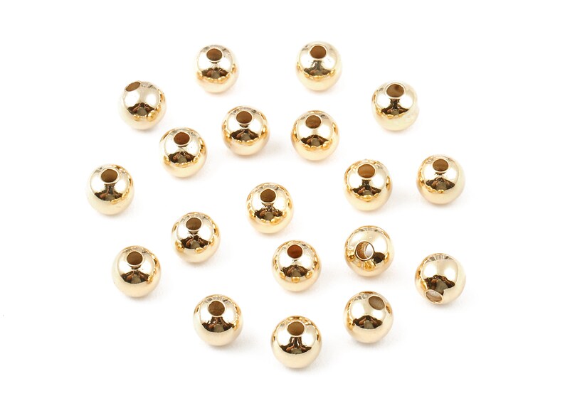 Brass Spacer Ball Beads Charms - Spacer Ball Beads Pendant - 18K Real ...