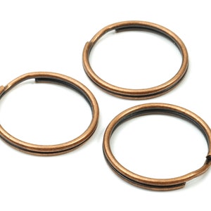 Antique Copper Metal Key Rings - Split Rings - Circle Key Rings ...