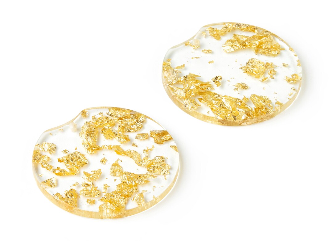 Acrylic Round Charms - Gold Foil & Confetti - Round Earrings and ...