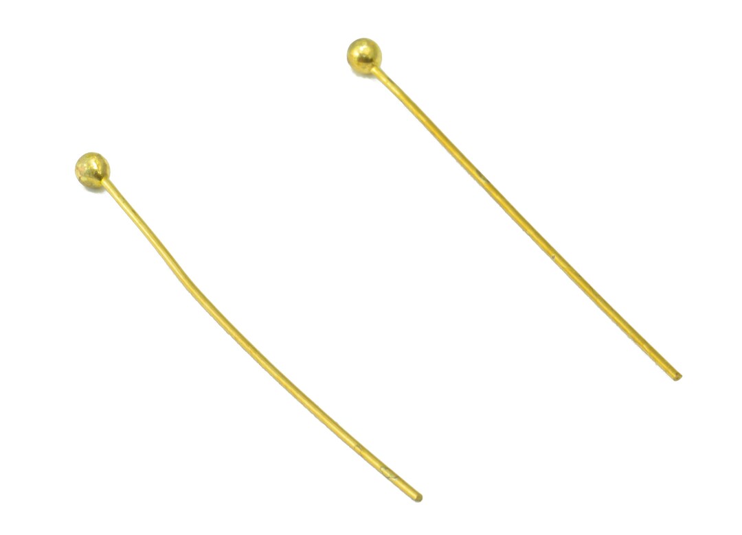 Brass Needle Ball Head Pin - Raw Brass Nail - Brass Slender Ball ...