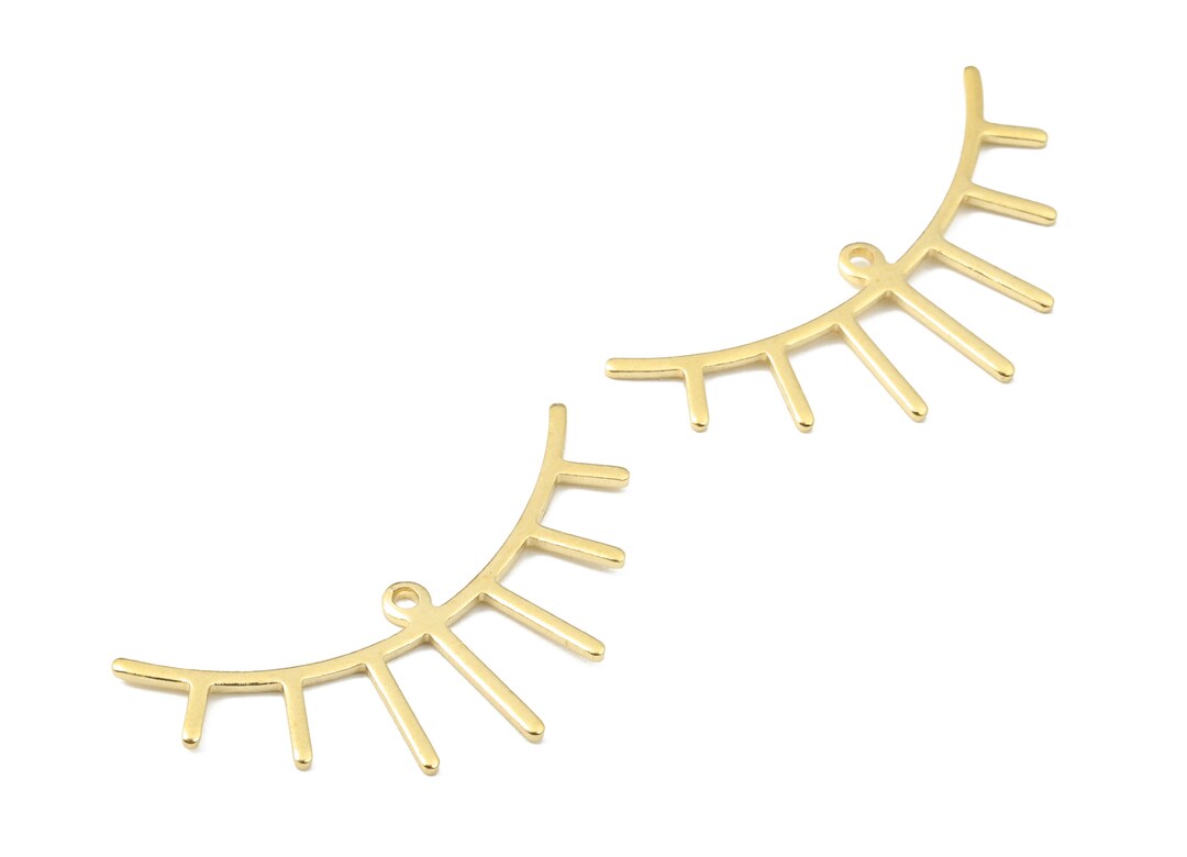 Brass Eyelash Charms - Raw Brass Eyelash Earrings and Pendant - Brass ...