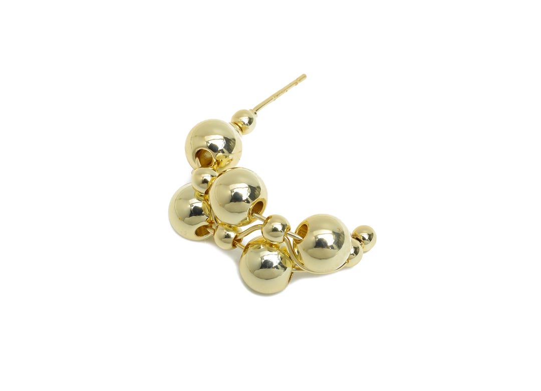 Gold Ball Cluster Earring Stud - Brass Bold Beaded Bubbles Earring Post ...