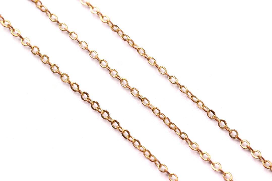 Flat Soldered Cable Chain Raw Brass Chain brass Soldered Link Chain 0. ...