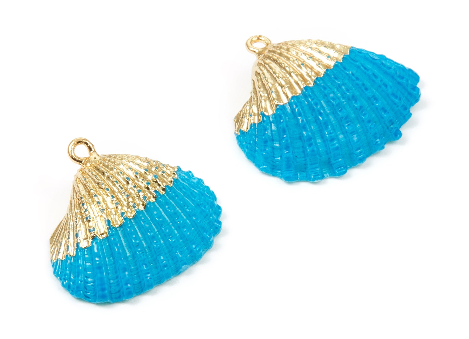 Mussel Shell Charms - Seashell Earrings and Pendant - Gold Tone Plated ...