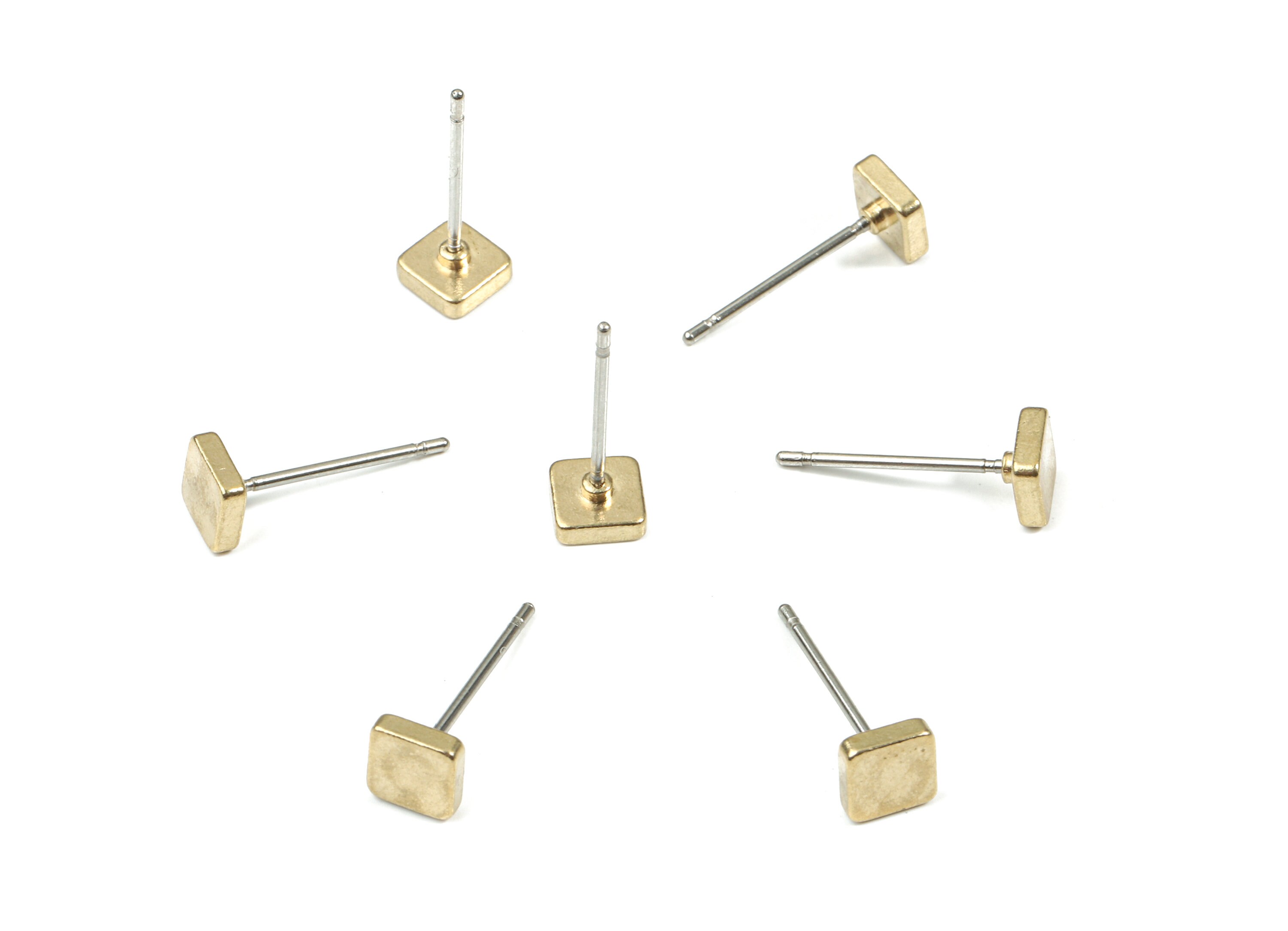 Brass Square Earring Stud - Raw Brass Square Earring Post - Steel Stud ...