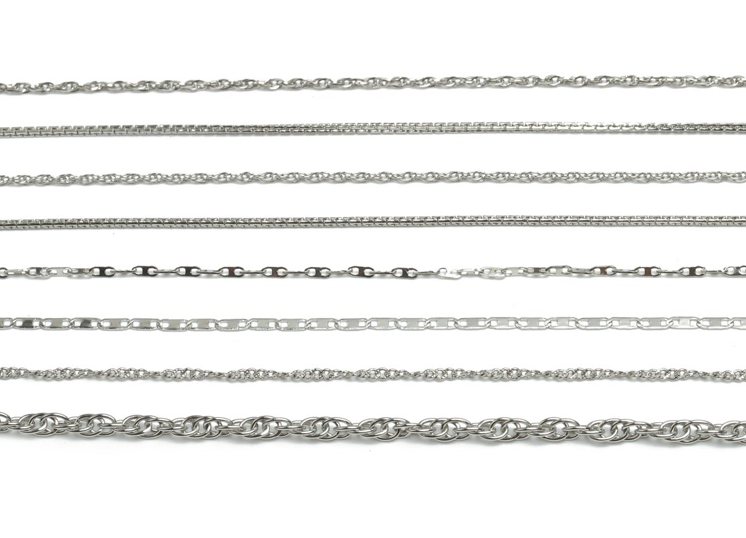 Steel Wheat Chain - Silver Tone Cross Snake Chain - Rectangle Oval Flat ...