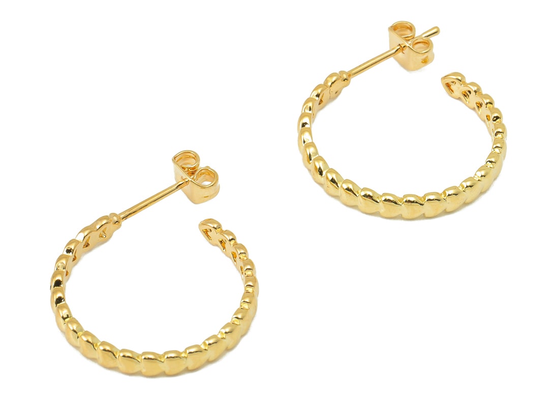 Brass Heart Hoop Earring Clasp - Brass Mini Heart Earring Hoop - Circle ...