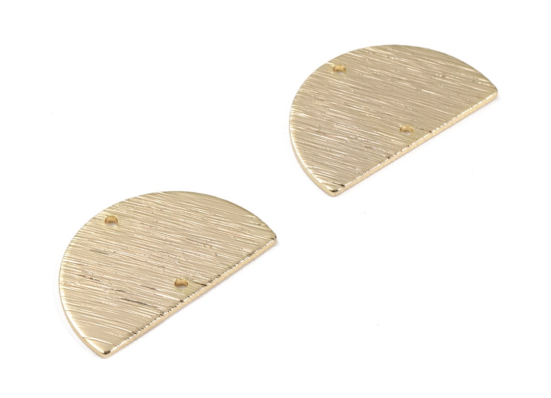 Brass Half Moon Connectors - Brass Textured Semicircle Connectors - 2 ...