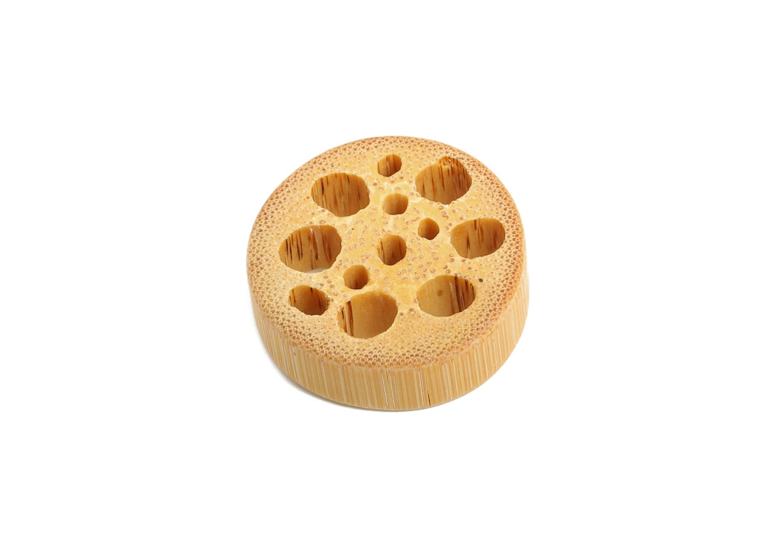 Bamboo Lotus Root Bead - Handcrafted Lotus Root Charm - Hollow Cut-out ...