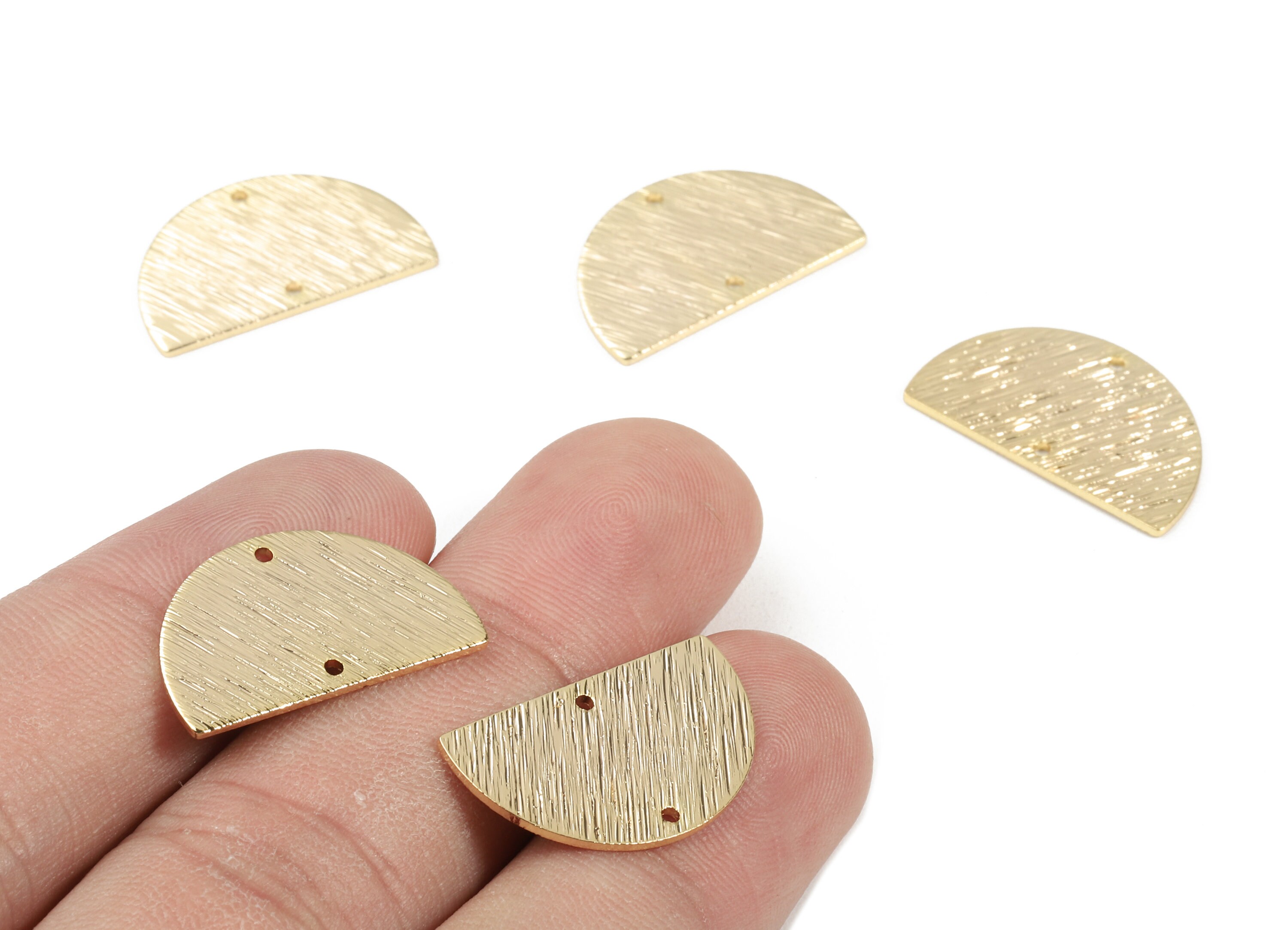 Brass Half Moon Connectors Brass Textured Semicircle | Etsy