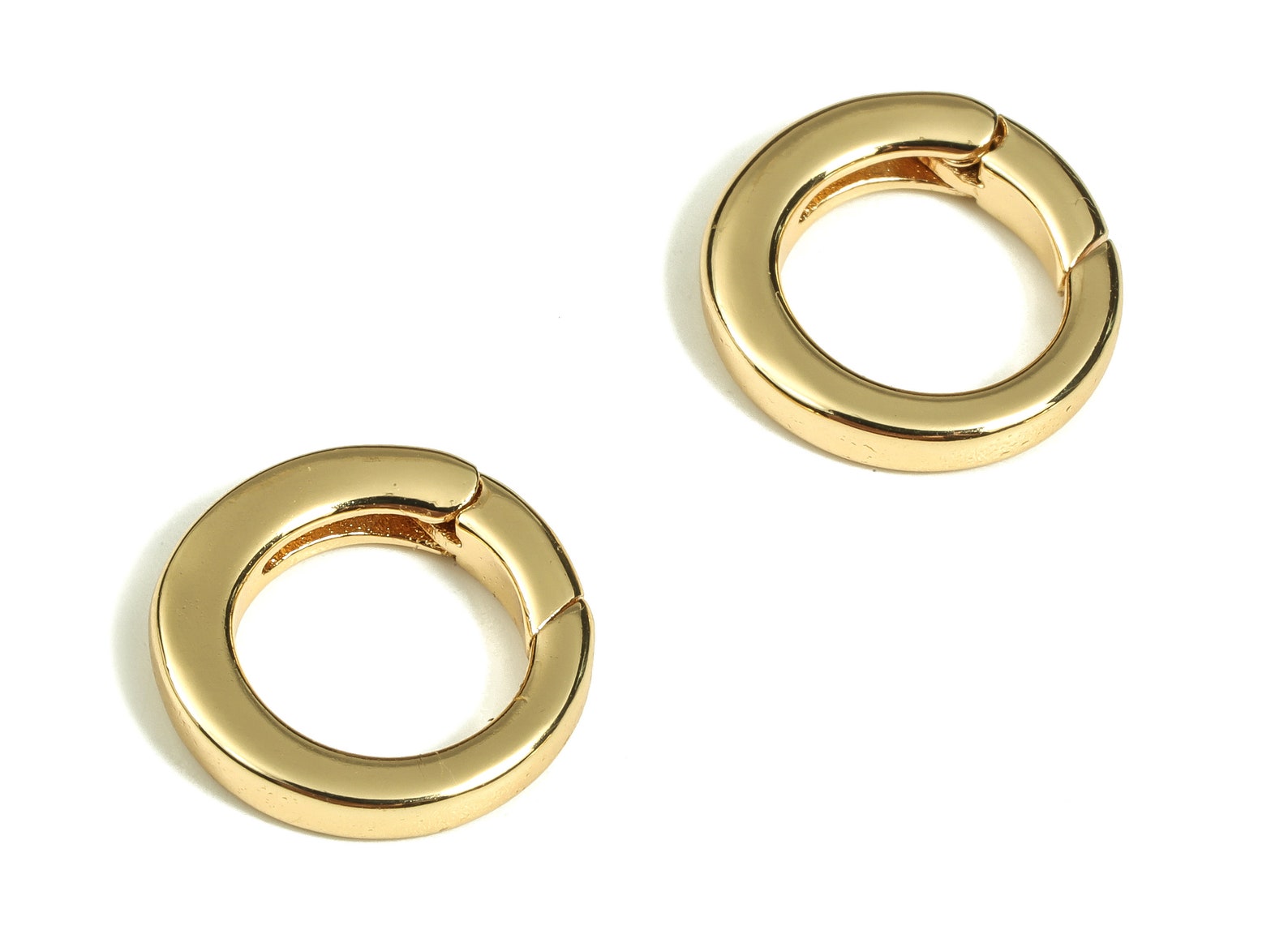 Brass Spring Clasps - Gold Circle Shaped Ring - Open Spring Clasp - 18K ...