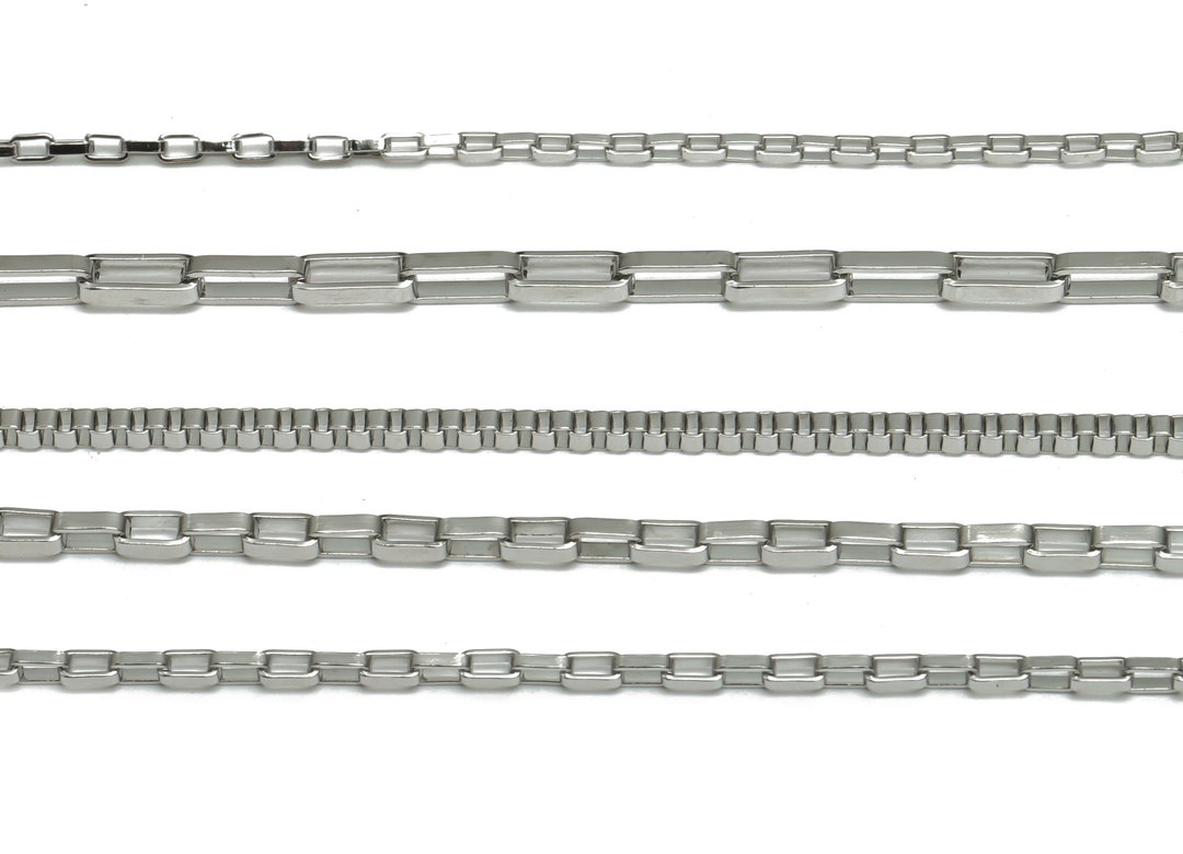 Steel Box Chain - 304 Stainless Steel Box Chain - Silver Tone Open Link ...