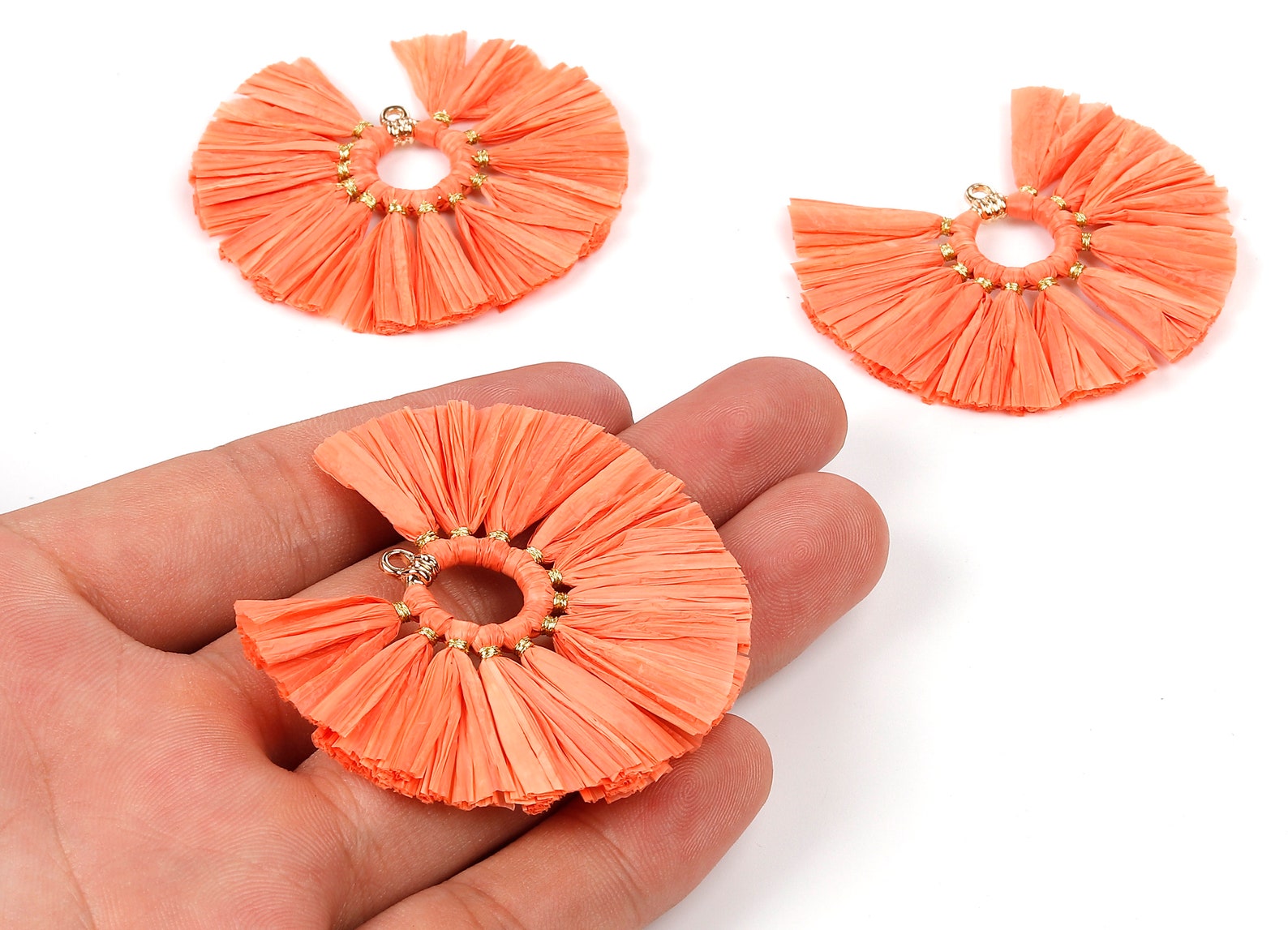 Raffia Fan Tassels Charms Raffia Tassel Pendant Jewelry - Etsy