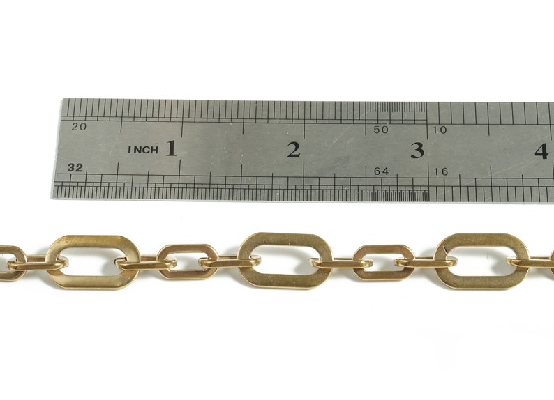 Oval Rectangle Paper Clip Layering Chain Raw Brass Openlink - Etsy
