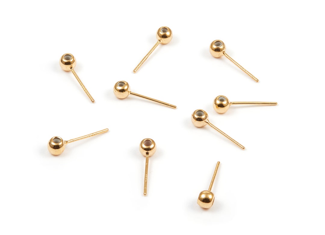 18K Real Gold Plated Brass Earring Posts - Earring Stud - Jewelry ...