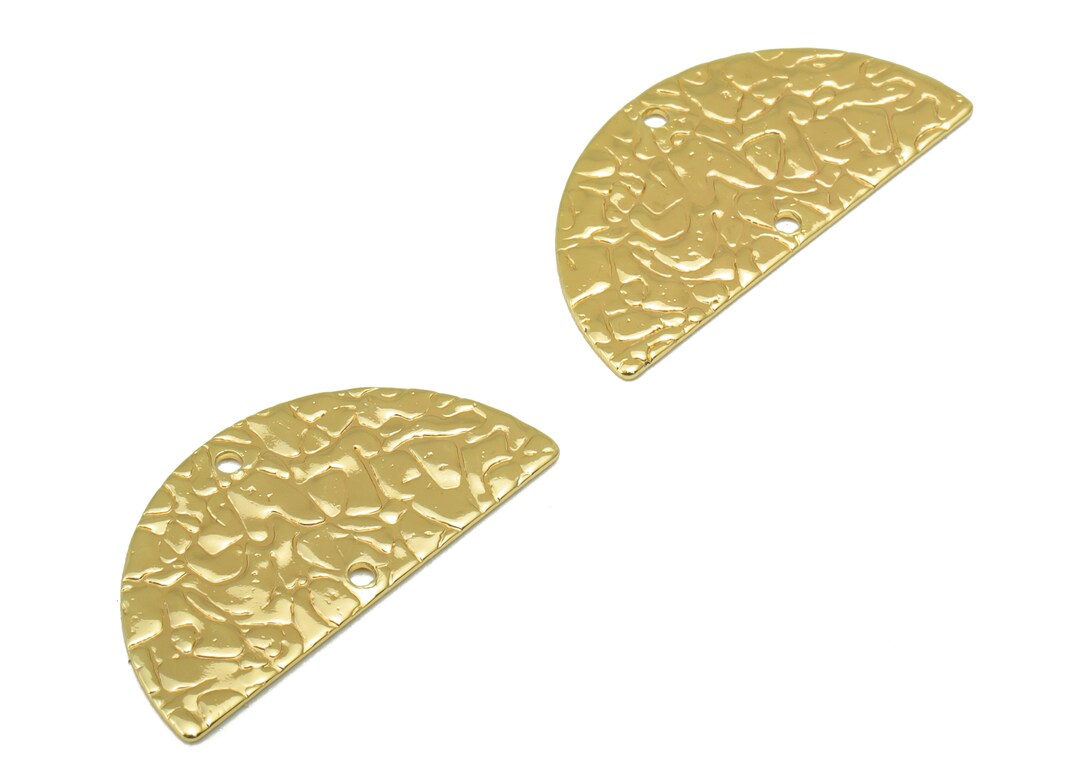 Brass Half Moon Connector - Brass Semicircle Textured Connector- 18K ...