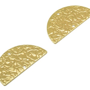 Brass Half Moon Connector - Brass Semicircle Textured Connector- 18K ...