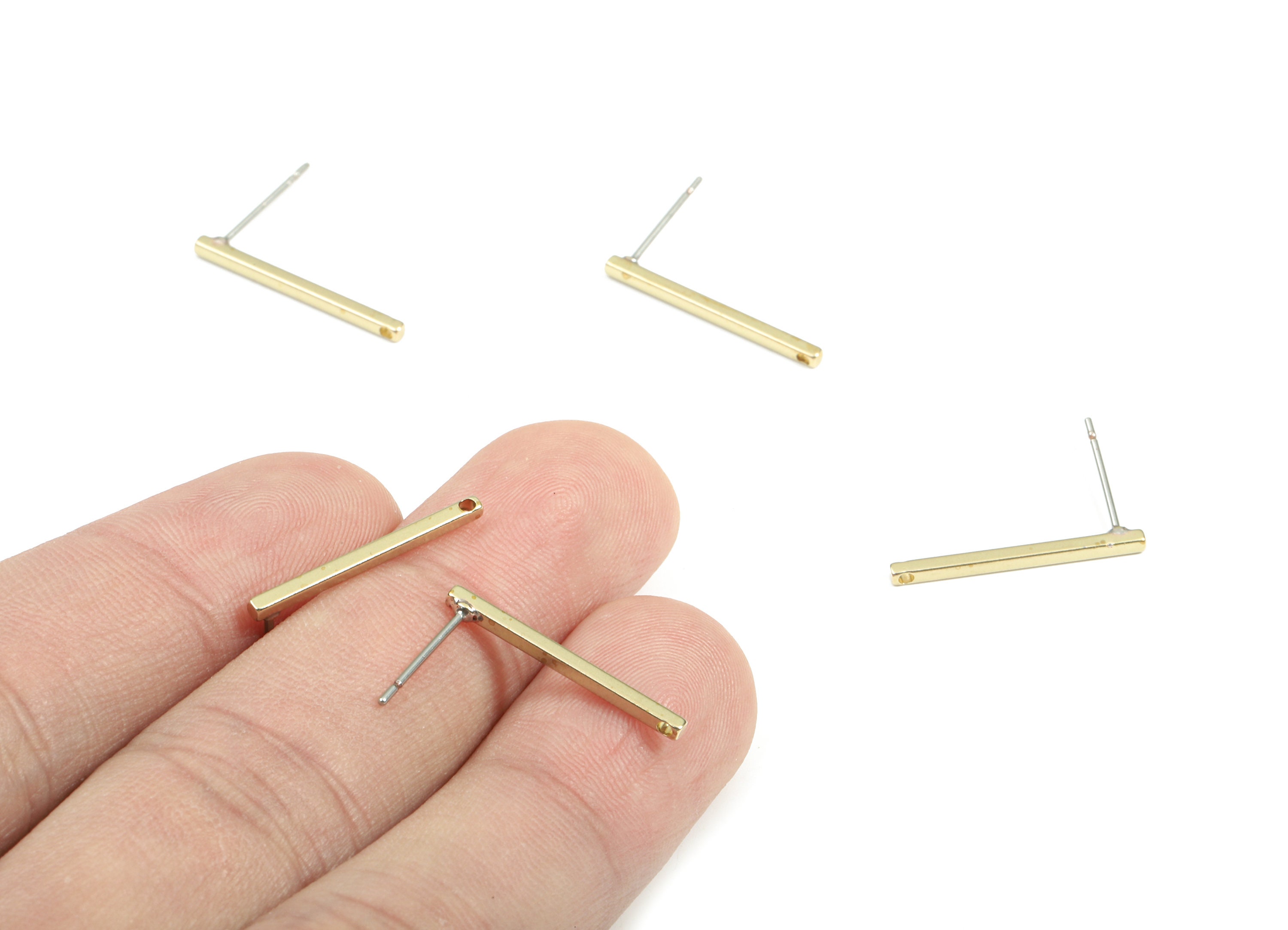 Brass Rectangle Bar Stud Flat Bar Stud Earring Posts Ear - Etsy